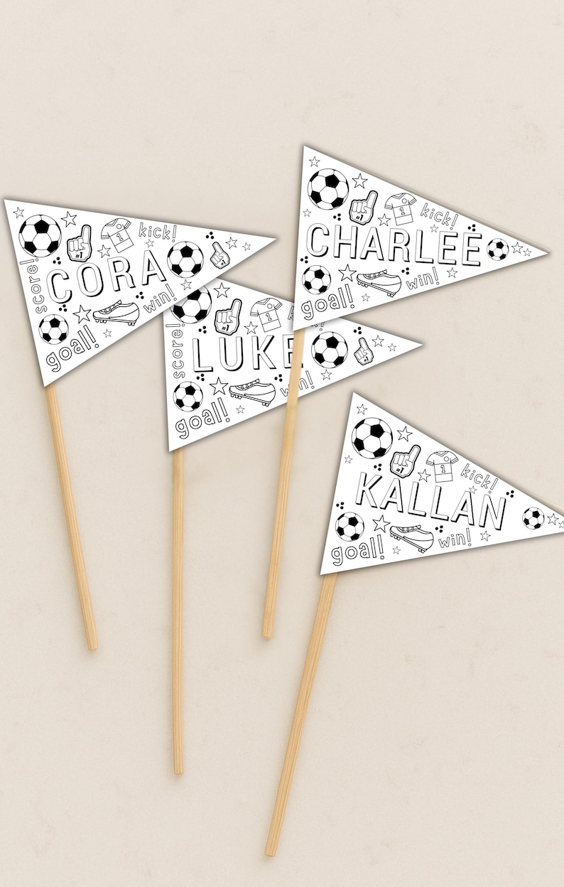 Printable Soccer Pennant Flag | Customizable Name | Colorable Kids ...