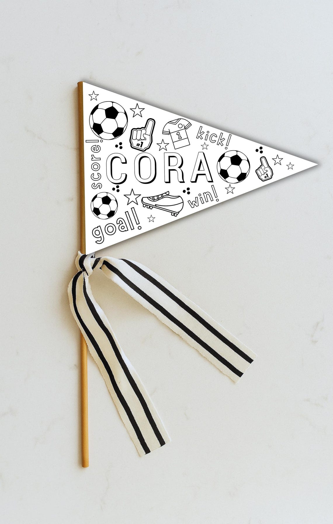 Printable Soccer Pennant Flag | Customizable Name | Colorable Kids ...