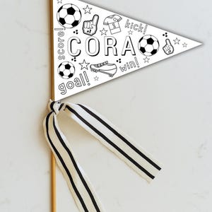 Printable Soccer Pennant Flag | Customizable Name | Colorable Kids ...