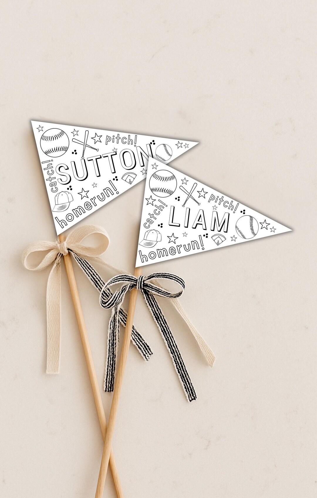 Printable Baseball Softball Tball Pennant Flag | Customizable Name ...