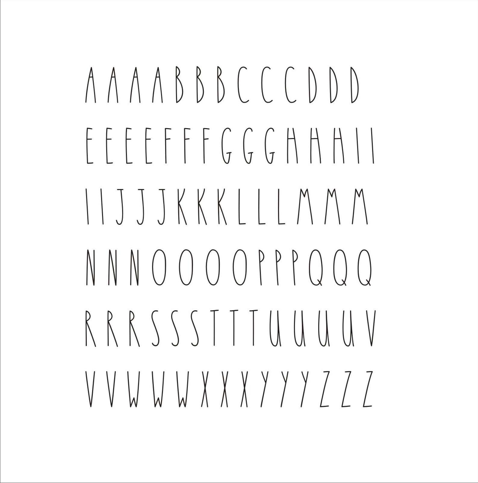 Rae Dunn Decal Font, Farmhouse Font , Rae Dunn Alphabet Decal, Skinny ...