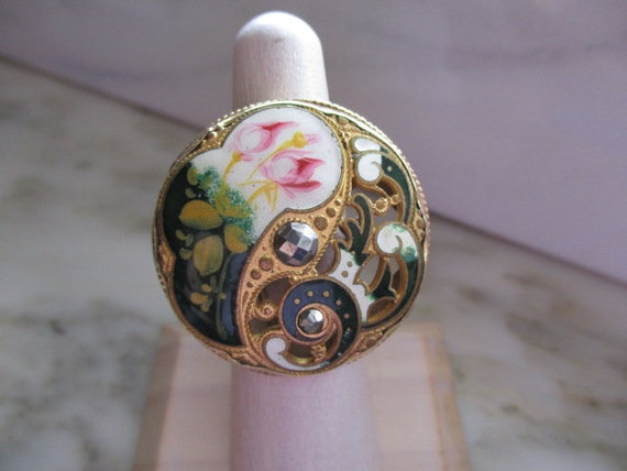 Vintage hand painted enamel - Gem