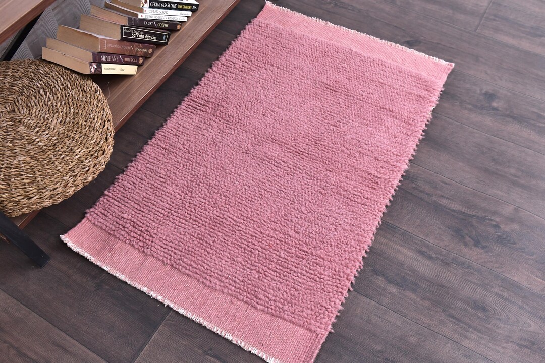 2x3 Soft Pink Textured Accent Rug, 2x3 Handwoven Loop Pile Rug, 2x3 ...