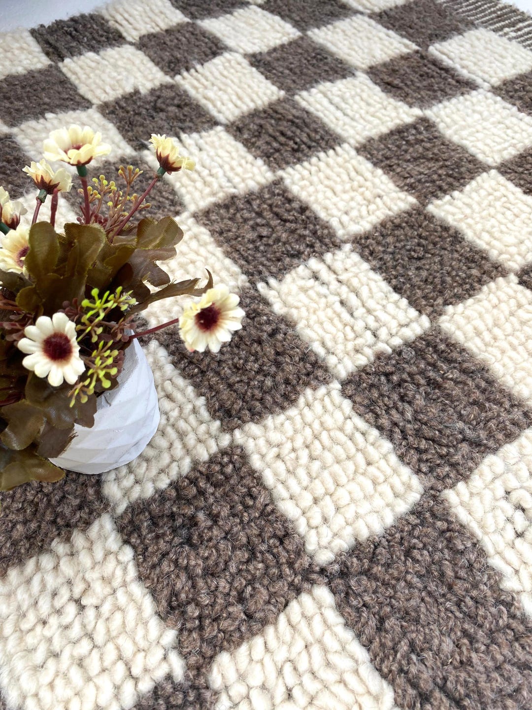 CHECKERED RUG, Moroccan Checkered Rug, Handmade Wool Checkered Rug ...
