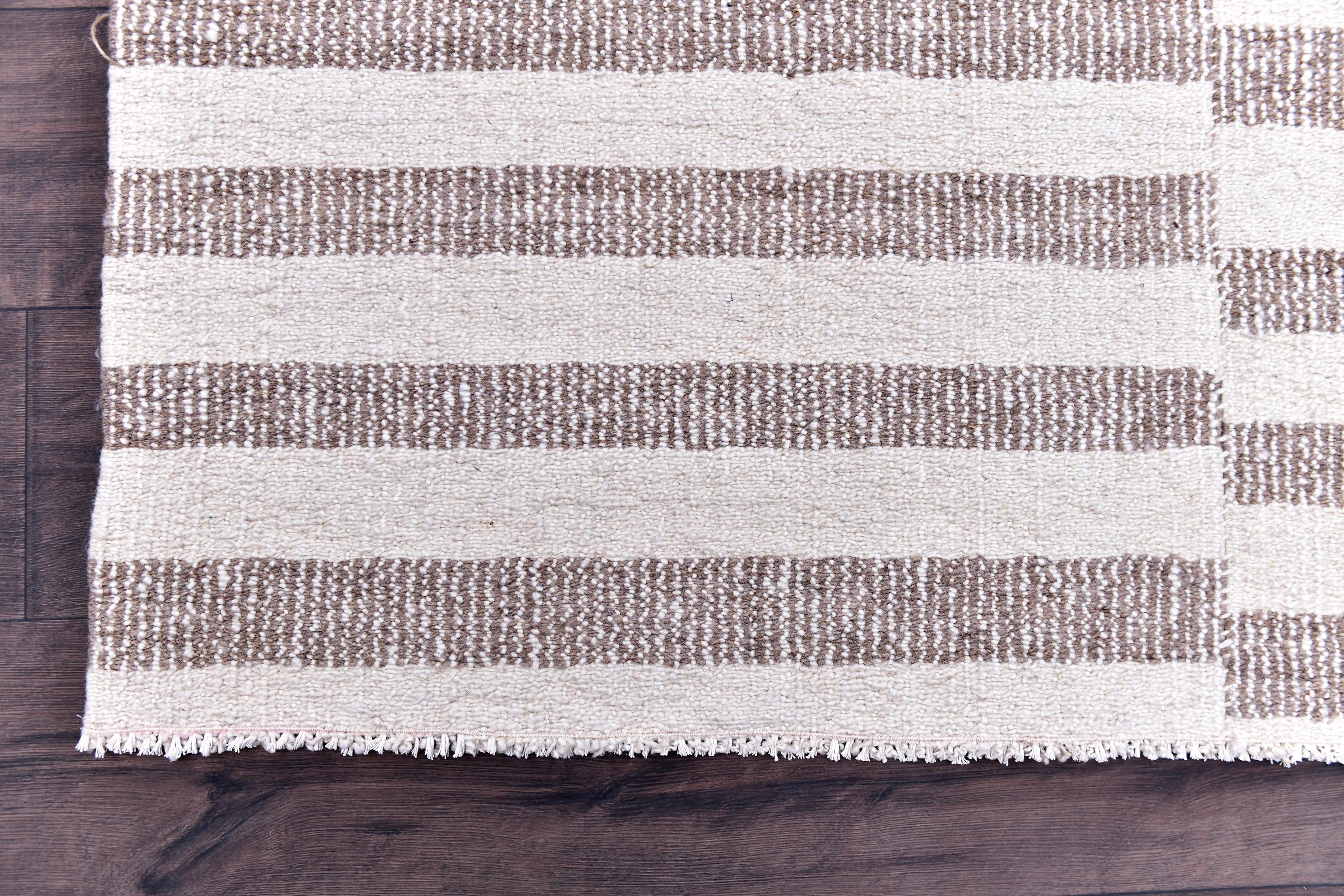 9x9 Brown, Beige Area Kilim Rug, Square Kilim Rug, Striped Kilim Rug ...