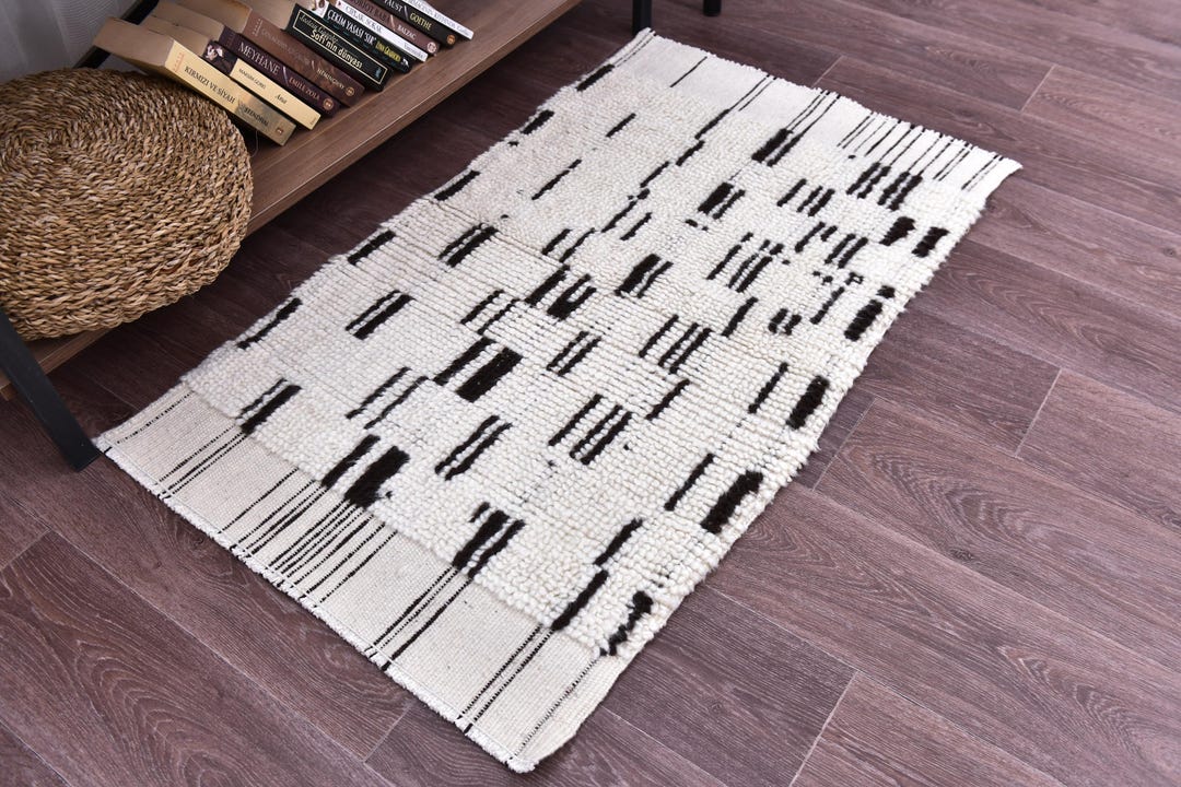 2x4 Striped Doormat Rug, Black&white Color Rug, 2x4 Boho Style Rug ...
