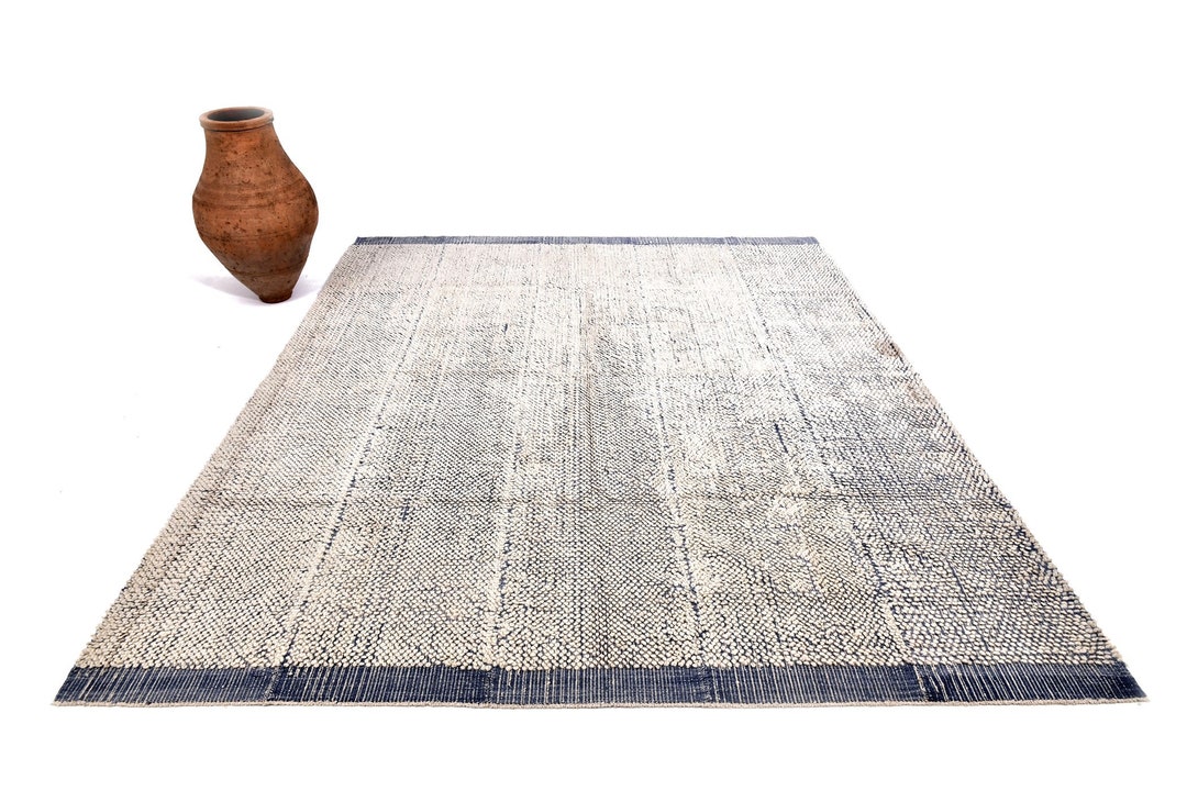 8x10 Area Rug, 8x10 Rug Modern, 8x10 Blue Beige Custom Size Kilim Rug ...