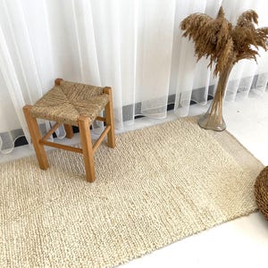 Off White Jute Runner Rug, Chunky White Runner Rug, Handmade Wool Rug ...