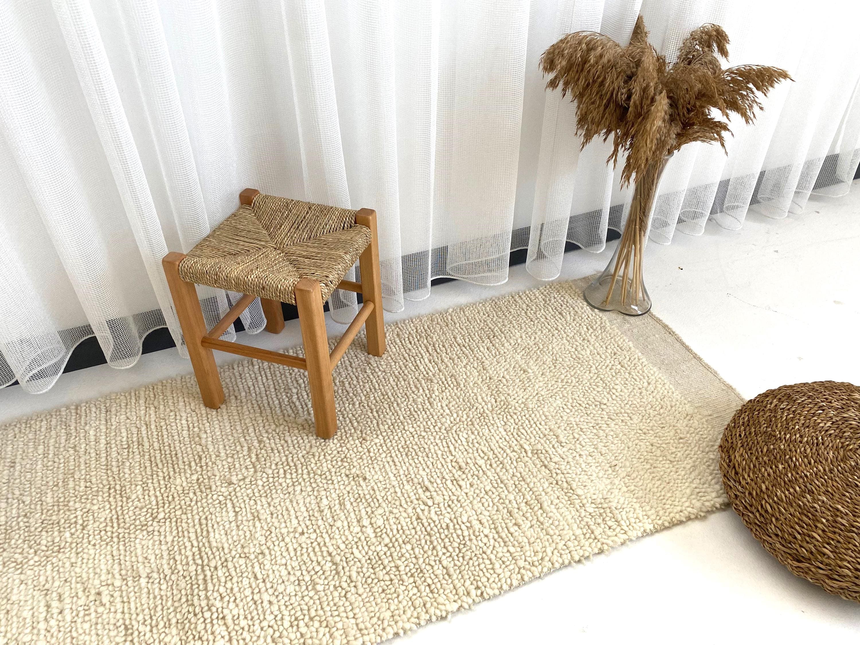 Off White Jute Runner Rug, Chunky White Runner Rug, Handmade Wool Rug ...