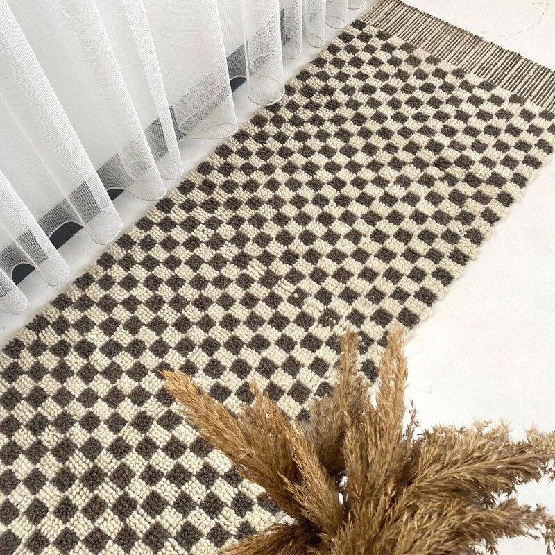Checkered Rug Runner - Etsy