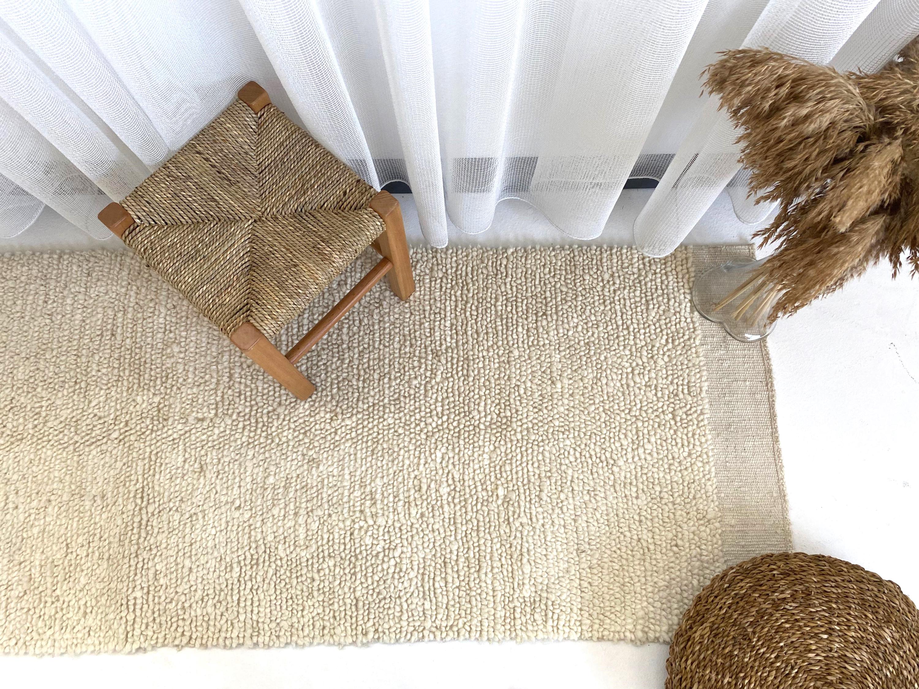 Off White Jute Runner Rug, Chunky White Runner Rug, Handmade Wool Rug ...