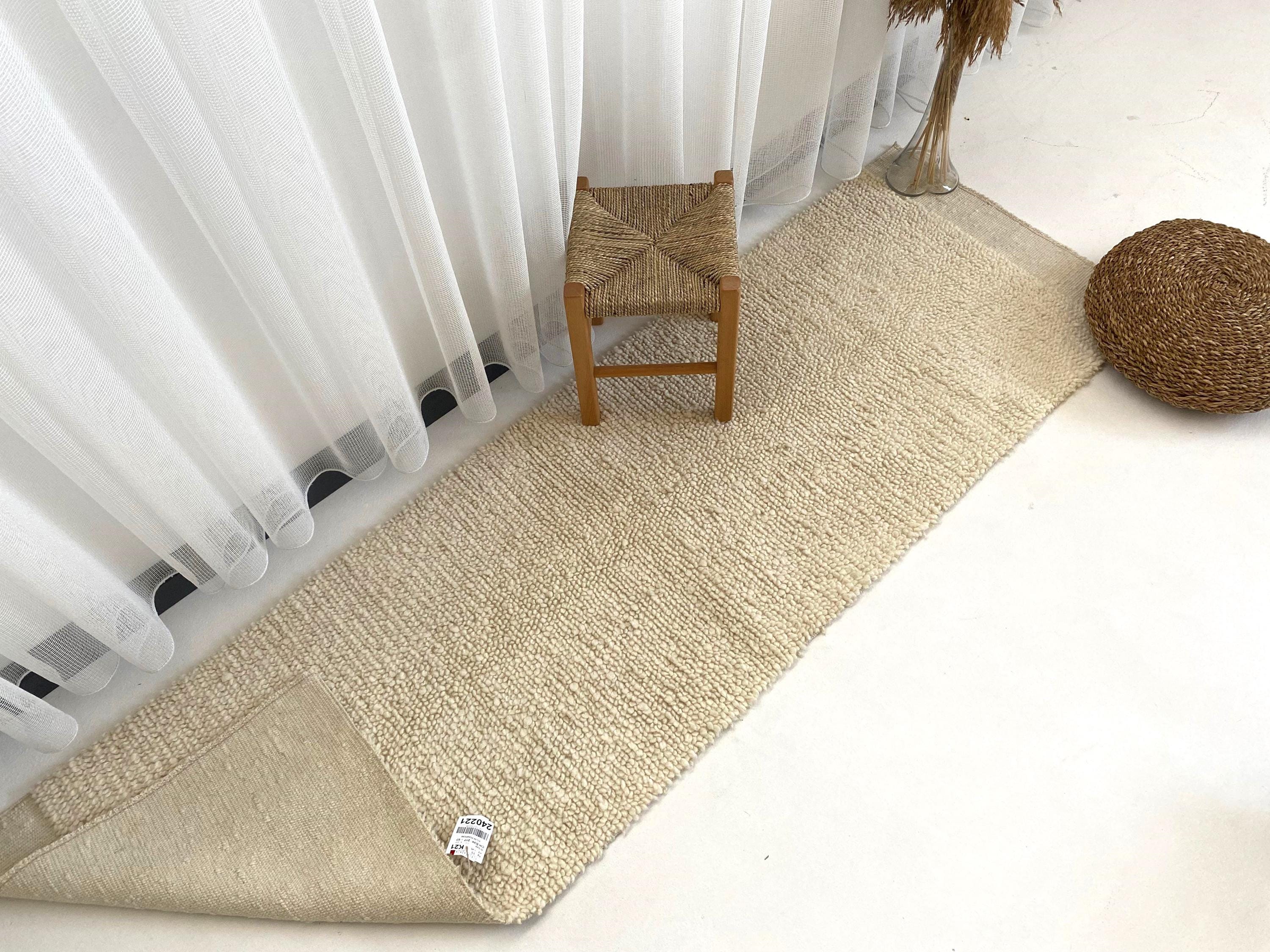 Off White Jute Runner Rug, Chunky White Runner Rug, Handmade Wool Rug ...
