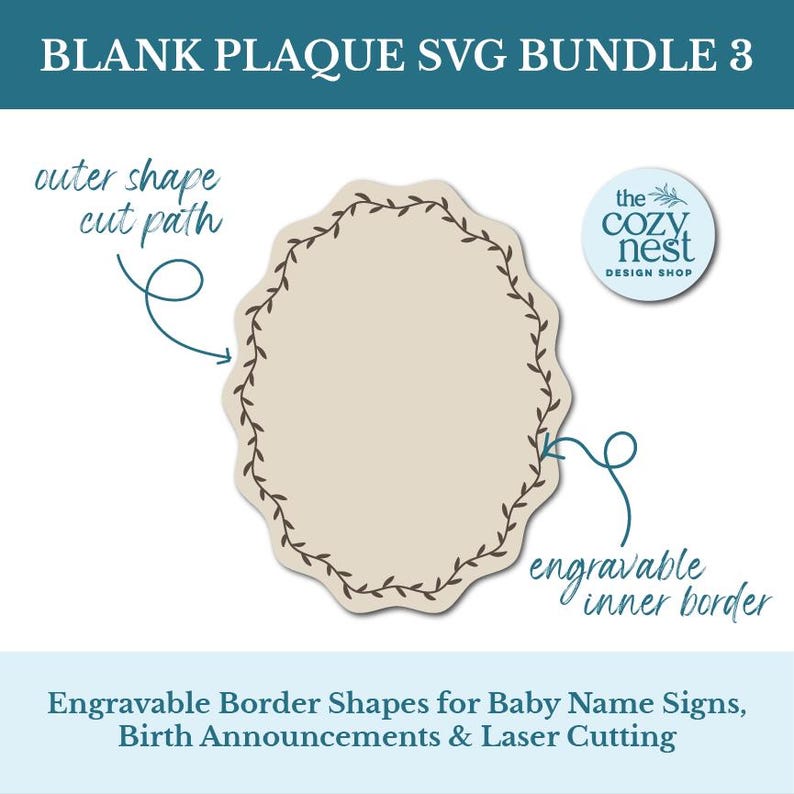SVG Plaque Bundle 3 Decorative Frame Blanks for Signs and Laser ...
