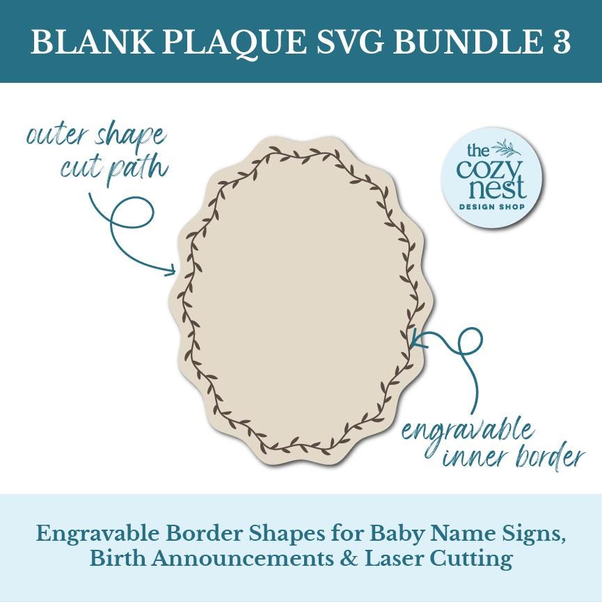 SVG Plaque Bundle 3 Decorative Frame Blanks for Signs and Laser ...