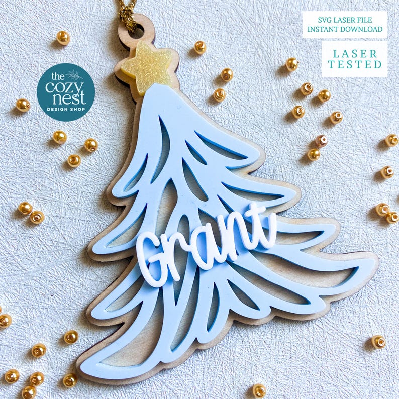 Christmas Tree Ornament Bundle: Christmas Laser Cut File (SVG,DXF ...