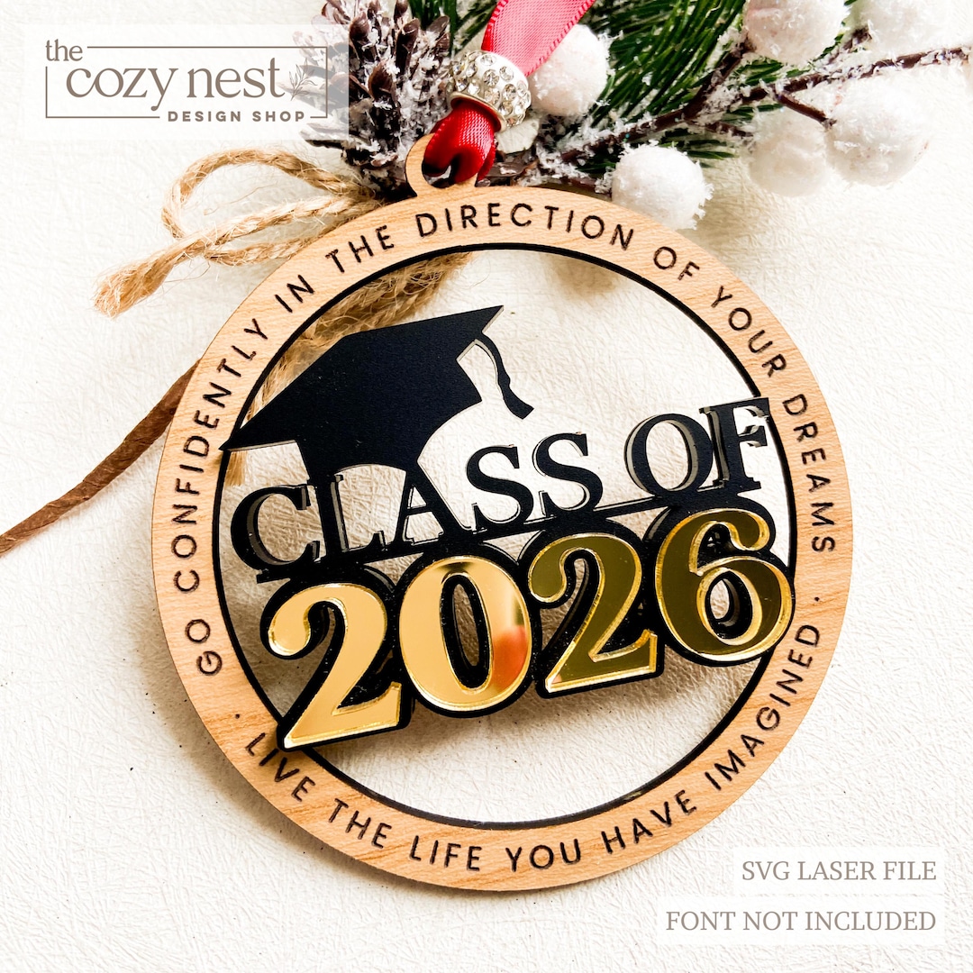 Graduation Ornament SVG | Class of 2026 Laser Cut File | Graduation ...