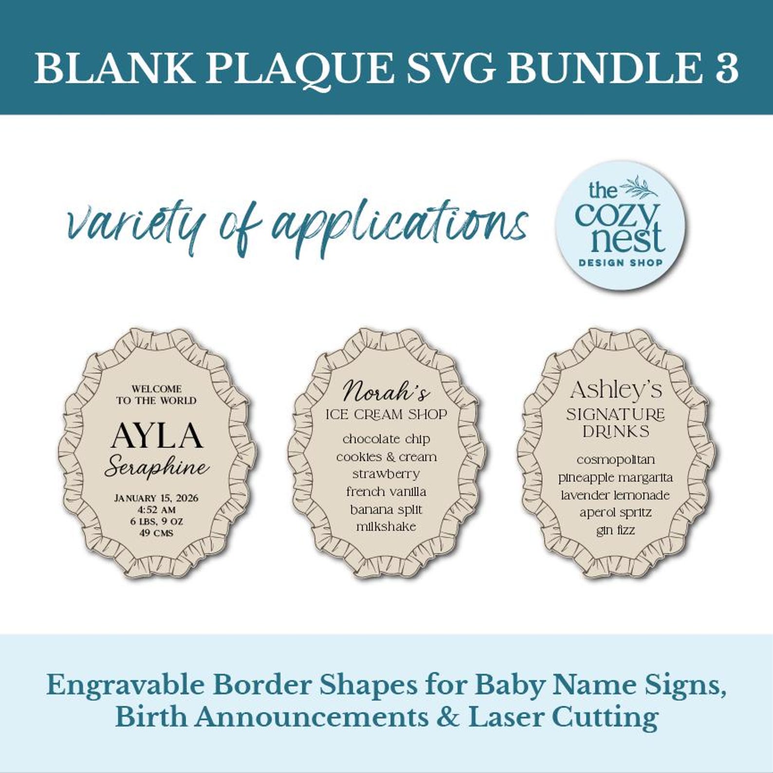 SVG Plaque Bundle 3 Decorative Frame Blanks for Signs and Laser ...