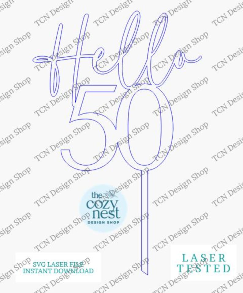 50th Birthday Cake Topper SVG: Laser Cut File (SVG,DXF, Digital ...