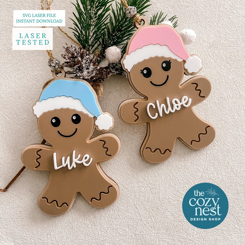 Gingerbread Christmas Ornament SVG: Laser Cut File SVG, DXF (digital ...