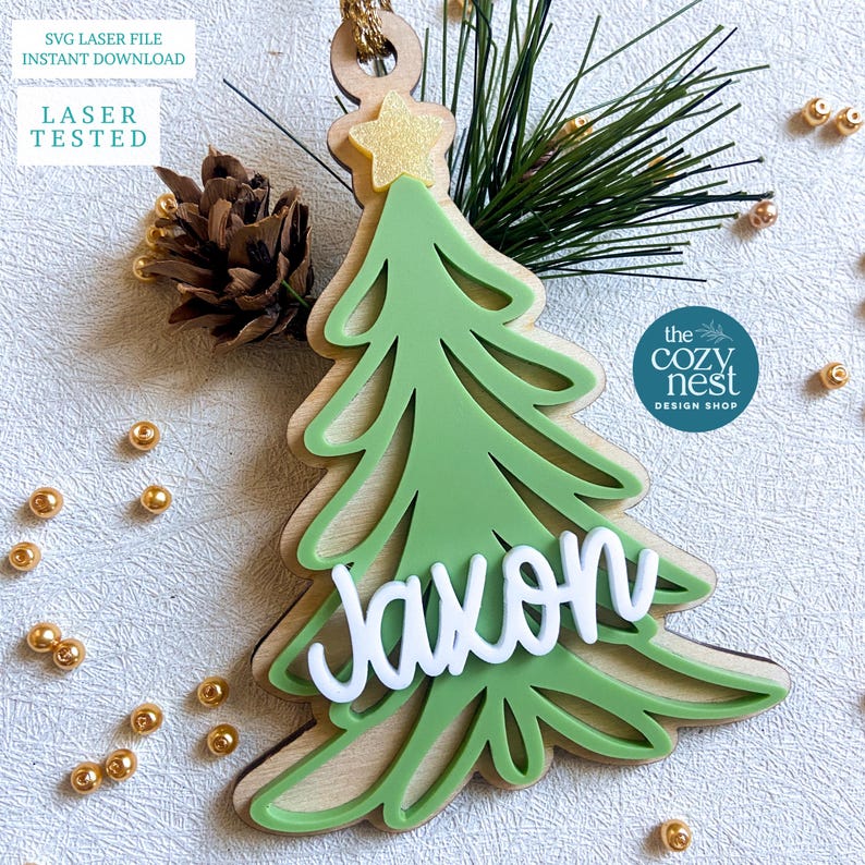 Christmas Tree Ornament Bundle: Christmas Laser Cut File (SVG,DXF ...