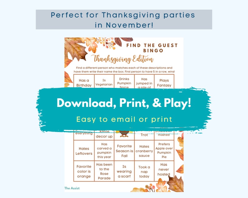 Thanksgiving "find the Guest Who" Bingo Game | Fall Autumn Bingo ...