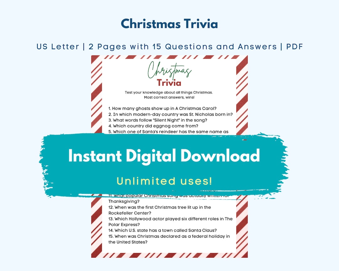 Christmas Trivia Game | Winter Holiday Trivia | Group, Office, Party ...