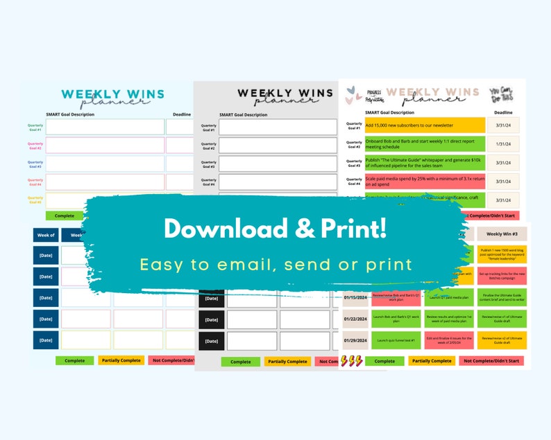 Weekly Wins Planner With 4 Templates and Examples | Team Goal Planning ...
