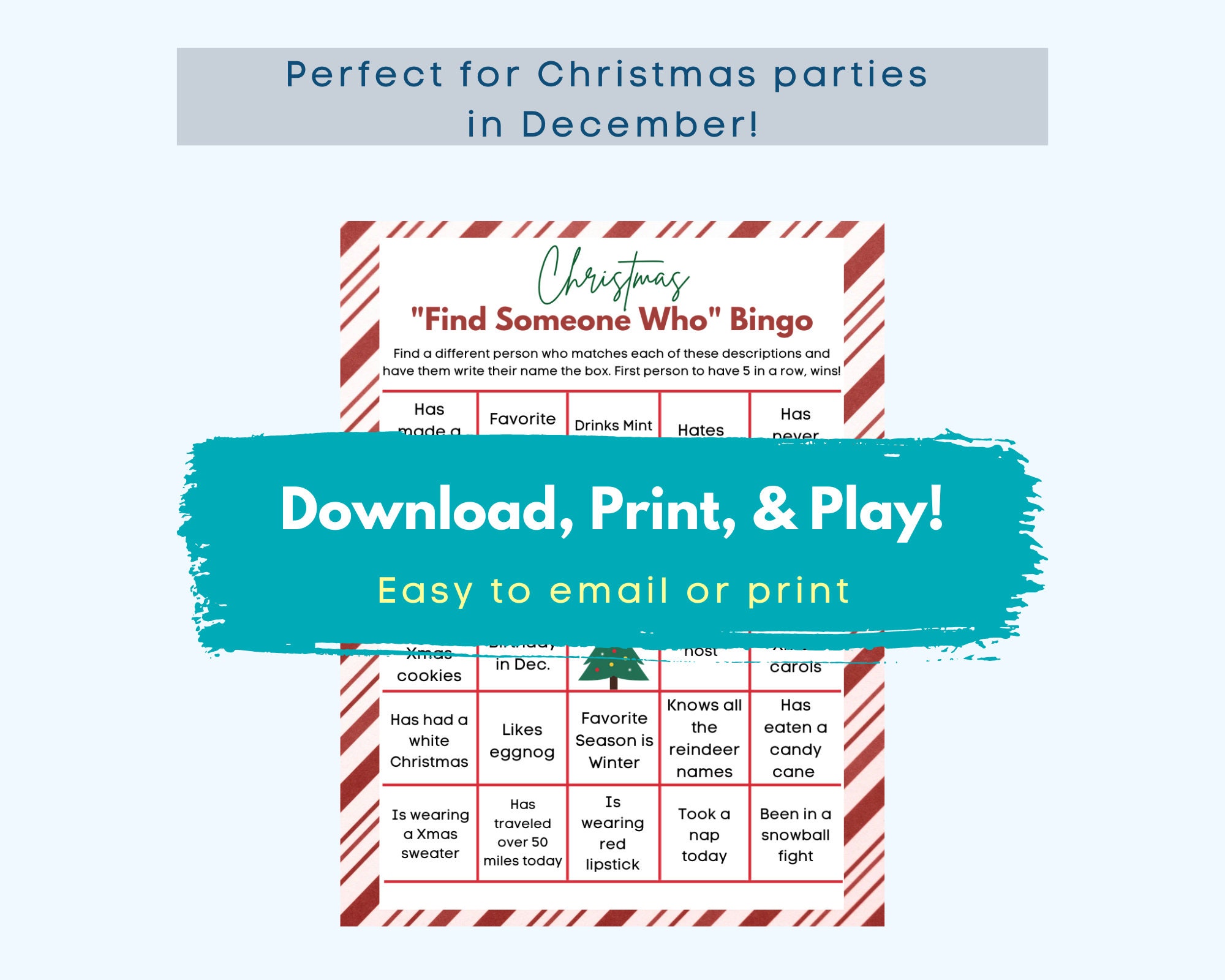 Christmas "find Someone Who" Bingo Game | Winter Holiday Bingo | Group ...