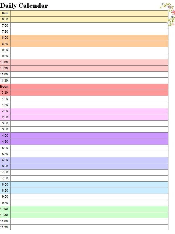 Editable Daily Calendars - Microsoft Word & Excel Files - Instant ...