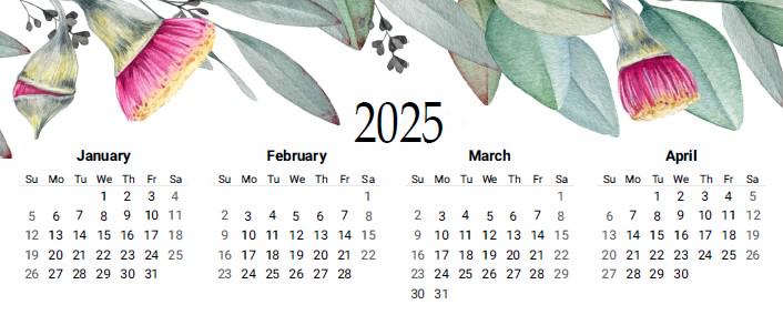 2025 Eucalyptus Editable Calendars - Customizable, Printable ...