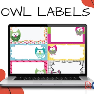 Owl Label Template Digital Download Editable - Etsy
