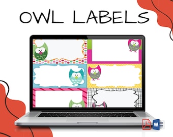 Owl Label Template Digital Download Editable, Customizable, Easily ...
