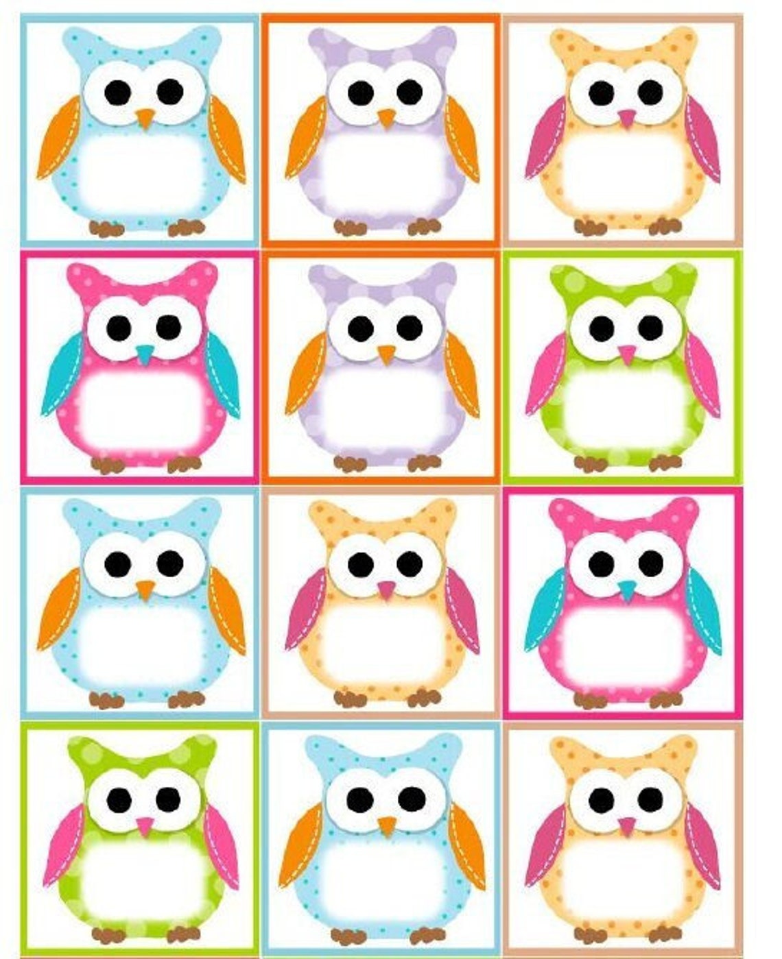 Owl Label Template Digital Download Editable Customizable - Etsy UK