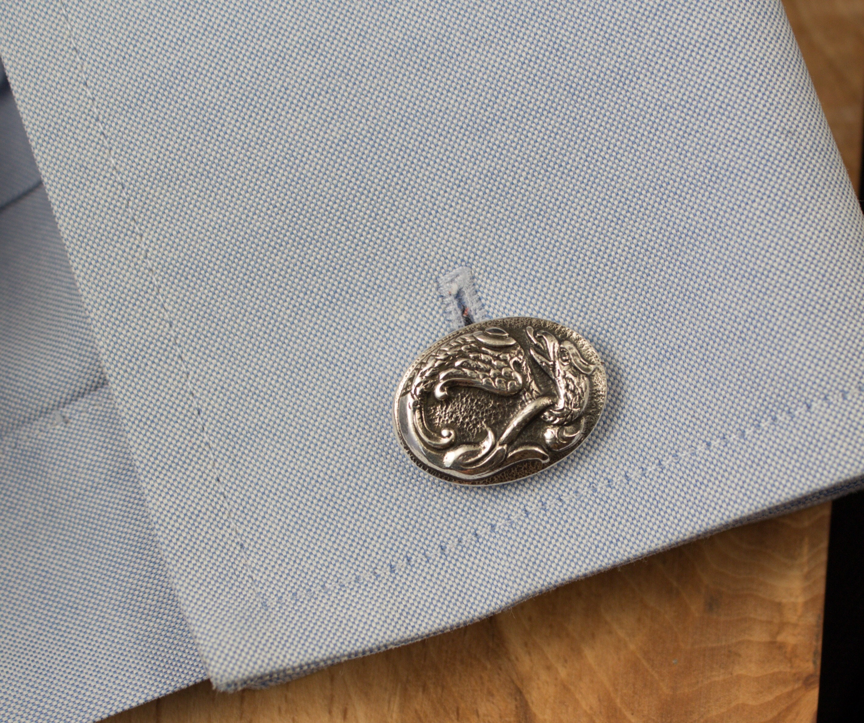 The Griffin Solid Sterling Silver Cufflinks - Etsy