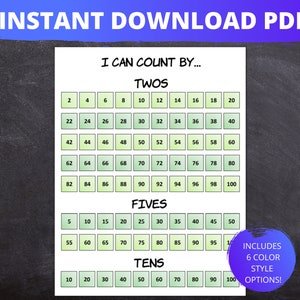 Count by 2's, 5's, & 10's Chart | Counting Chart | I Can Count by 2's ...