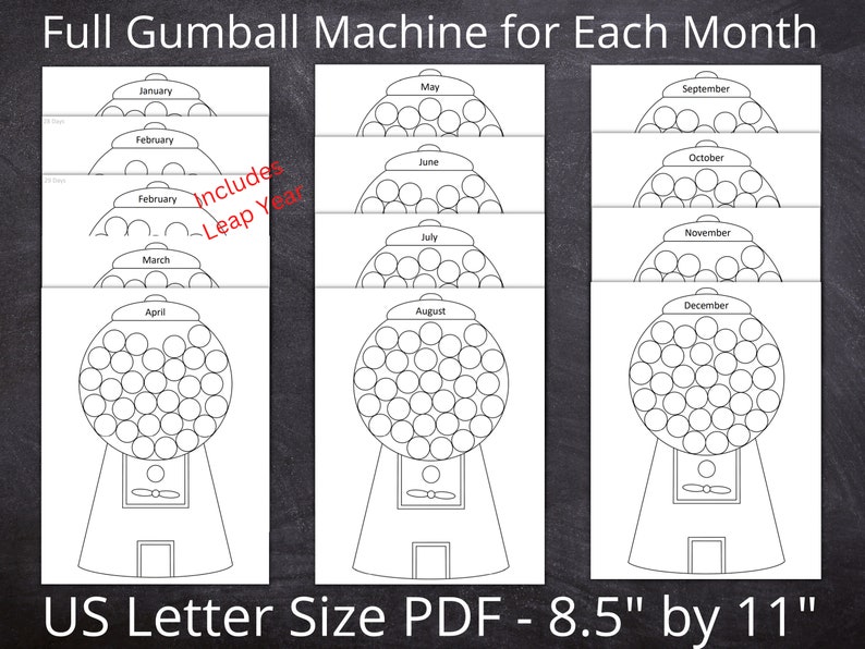 Monthly Reward Chart Gumball Machine | Printable Gumball Machine ...