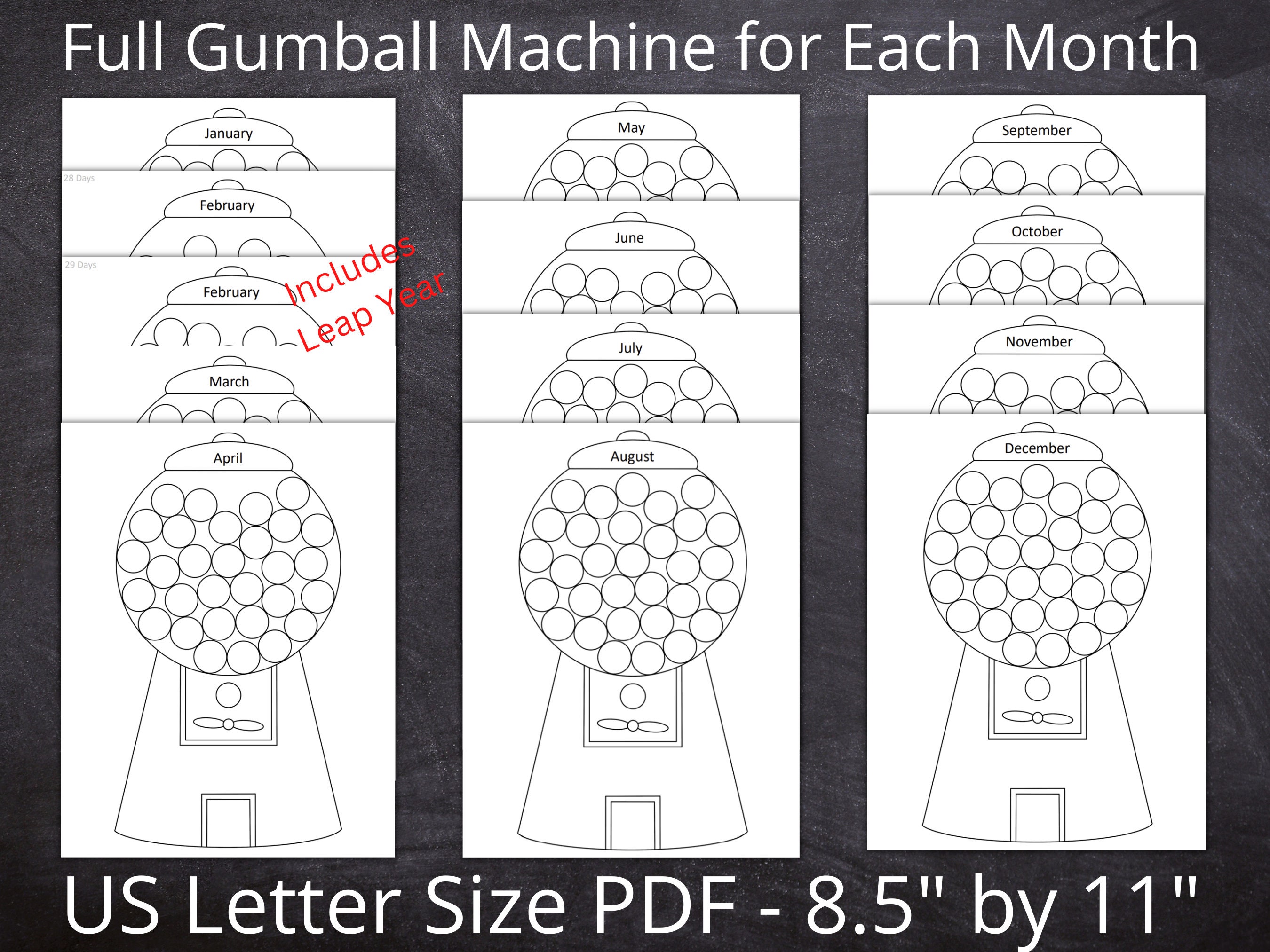 Monthly Reward Chart Gumball Machine | Printable Gumball Machine ...