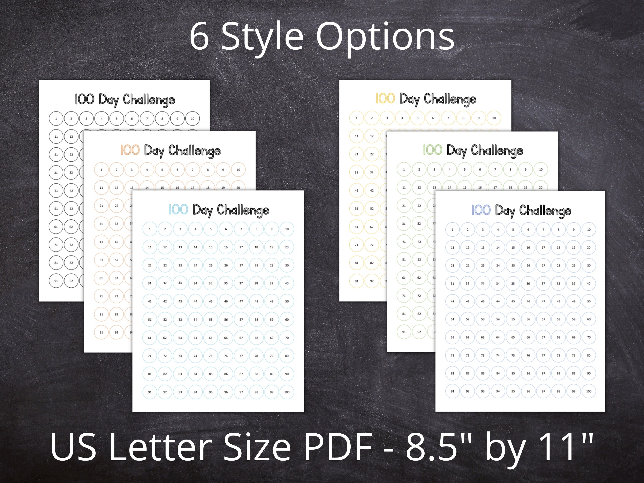 100 Day Challenge Chart | 100 Day Challenge Tracker - Etsy