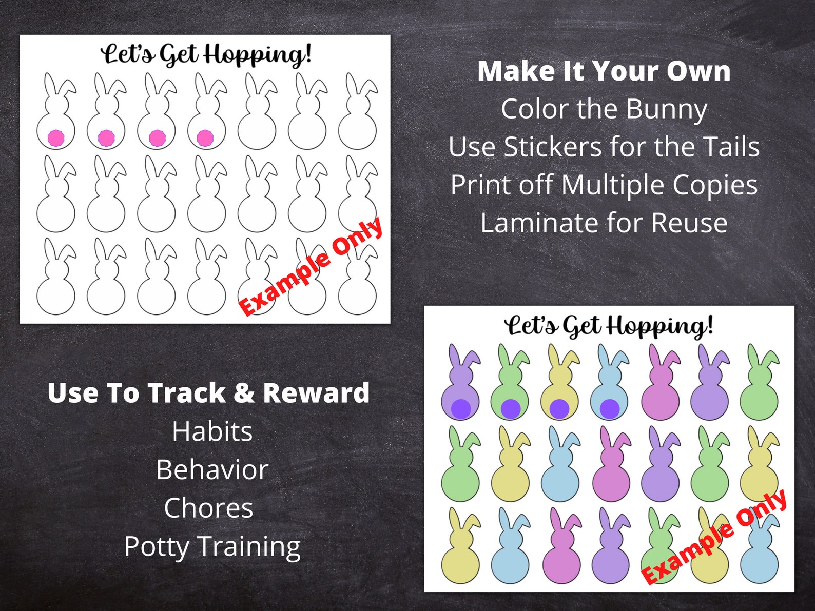 Bunny Tail Reward Chart | Printable Bunny Reward Chart | Kids Habit ...