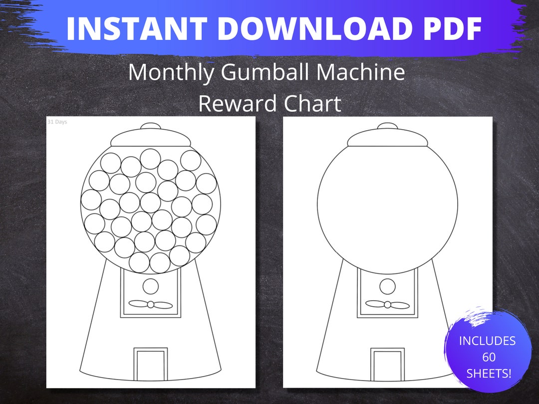 Monthly Reward Chart Gumball Machine | Printable Gumball Machine ...