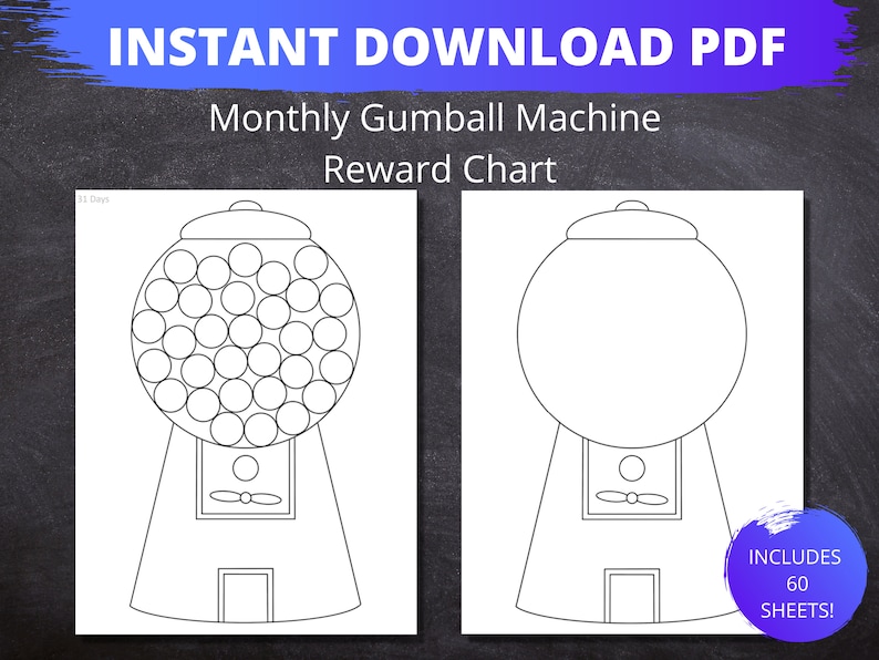 Monthly Reward Chart Gumball Machine | Printable Gumball Machine ...