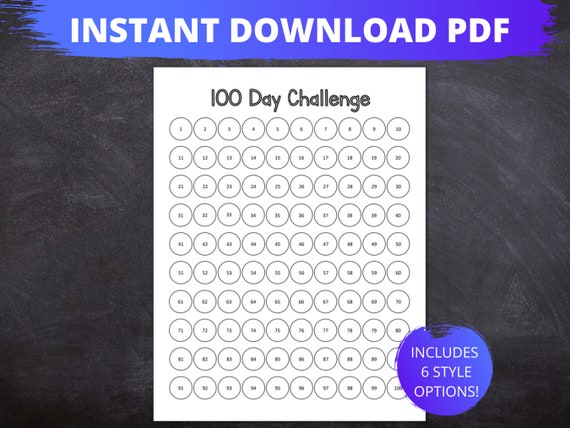 100 Day Challenge Chart 100 Day Challenge Tracker | Etsy