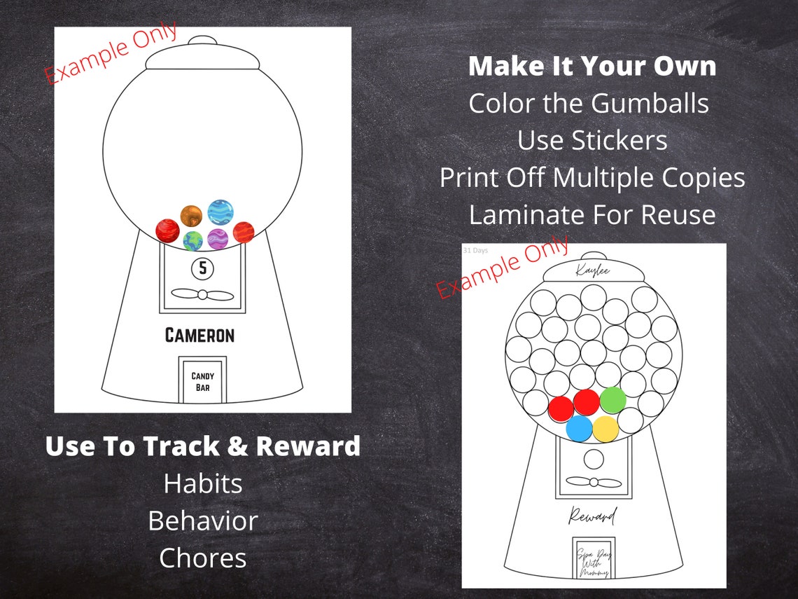 Monthly Reward Chart Gumball Machine | Printable Gumball Machine ...