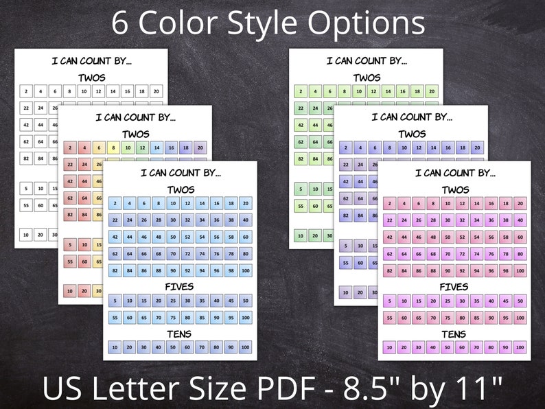 Count by 2's, 5's, & 10's Chart | Counting Chart | I Can Count by 2's ...