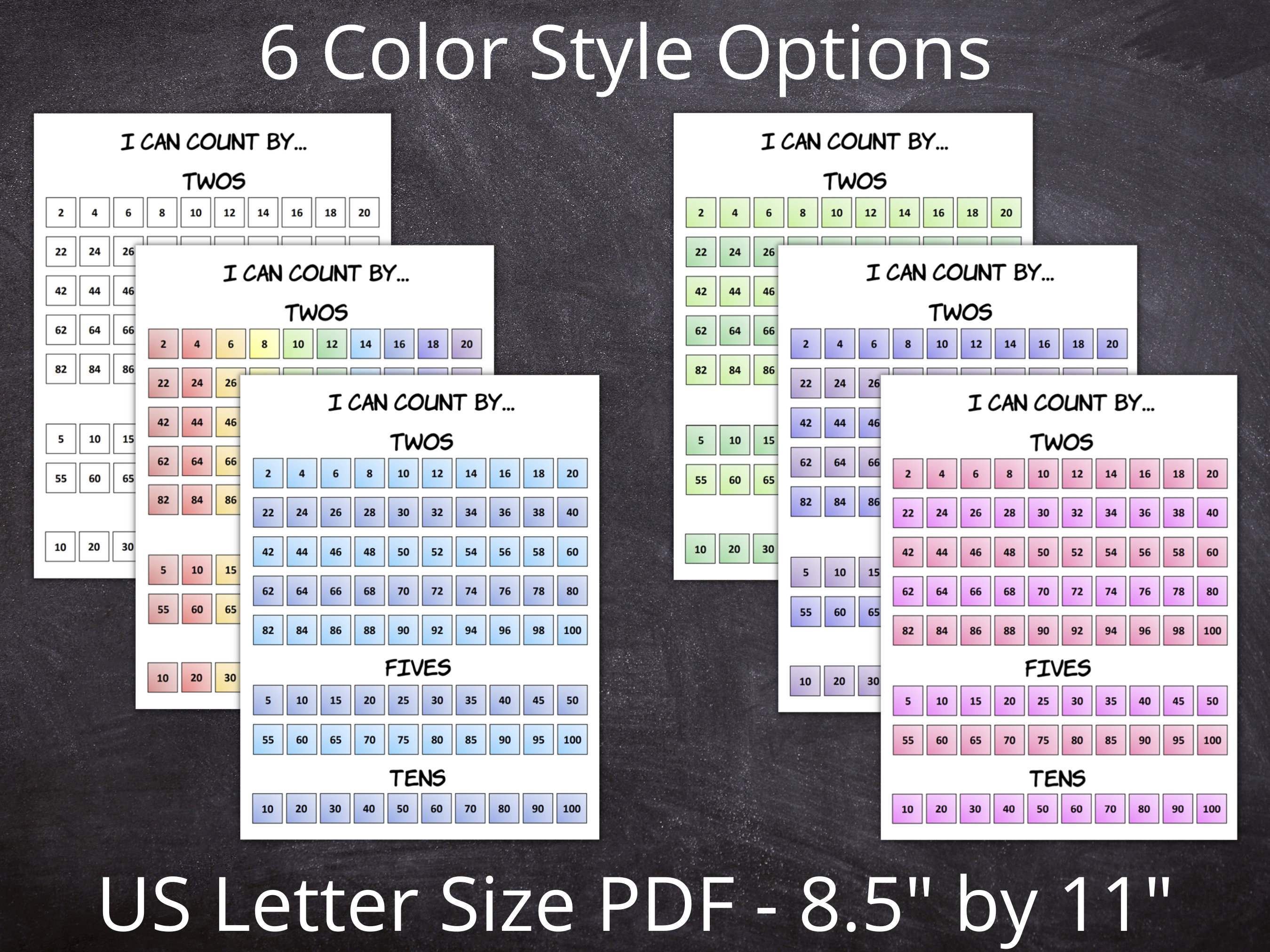 Count by 2's, 5's, & 10's Chart | Counting Chart | I Can Count by 2's ...
