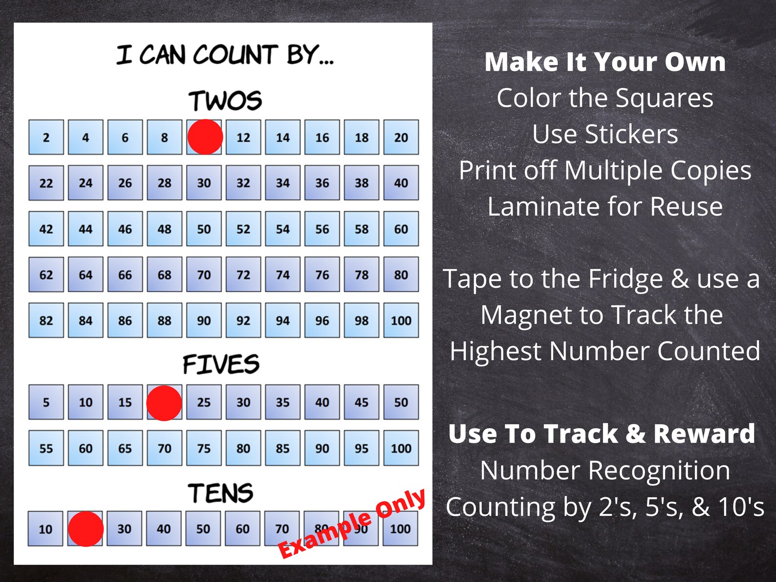 Count by 2's, 5's, & 10's Chart Counting Chart I Can Count by 2's, 5's ...