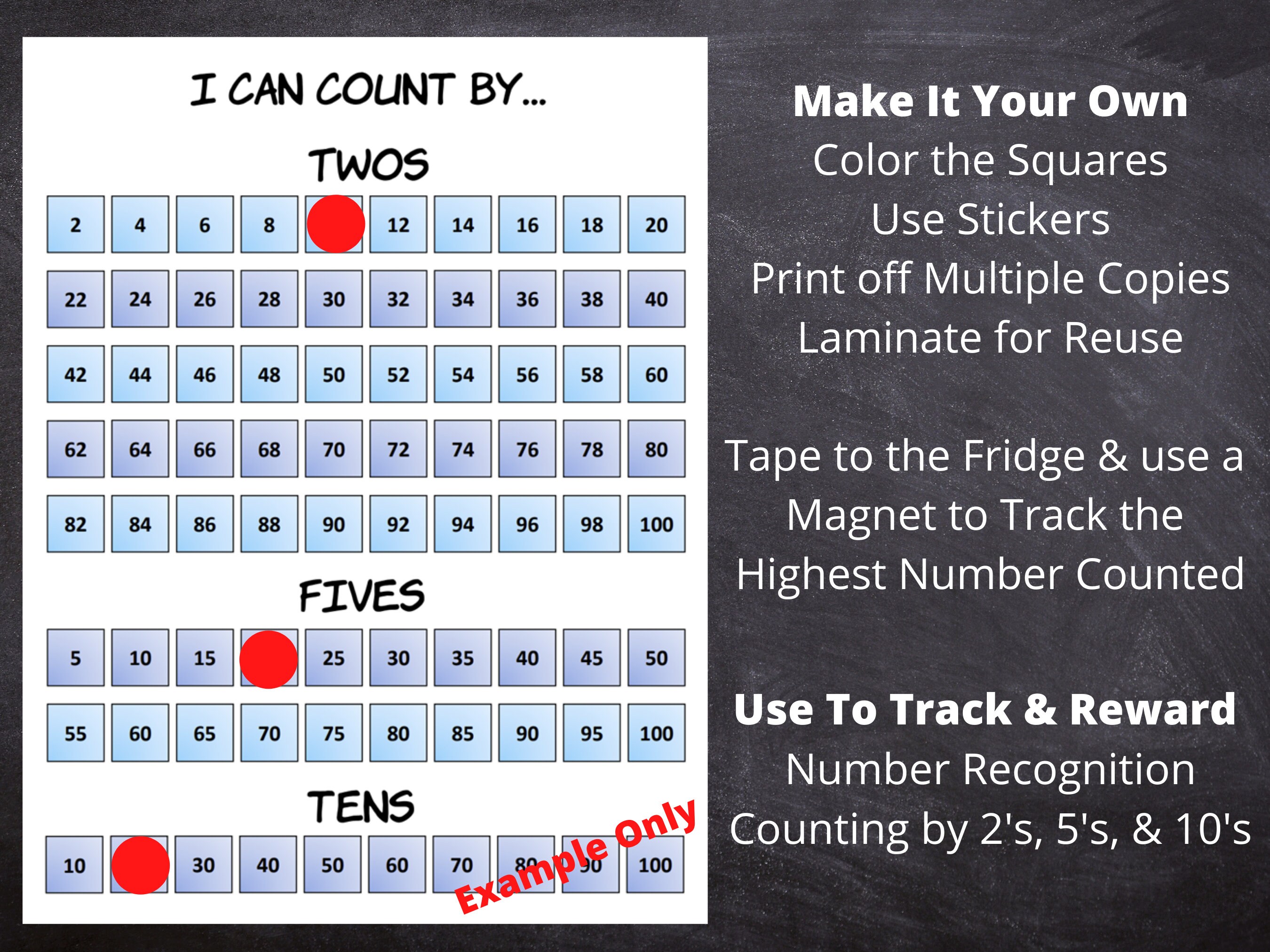 Count by 2's, 5's, & 10's Chart Counting Chart I Can Count by 2's, 5's ...