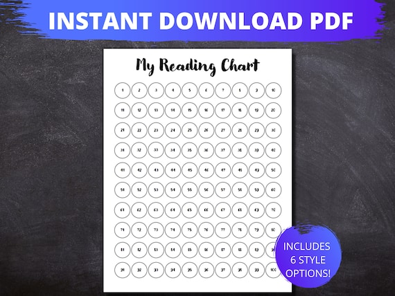 Reading Chart 100 Days Numbered Colored Reading Chart | Etsy