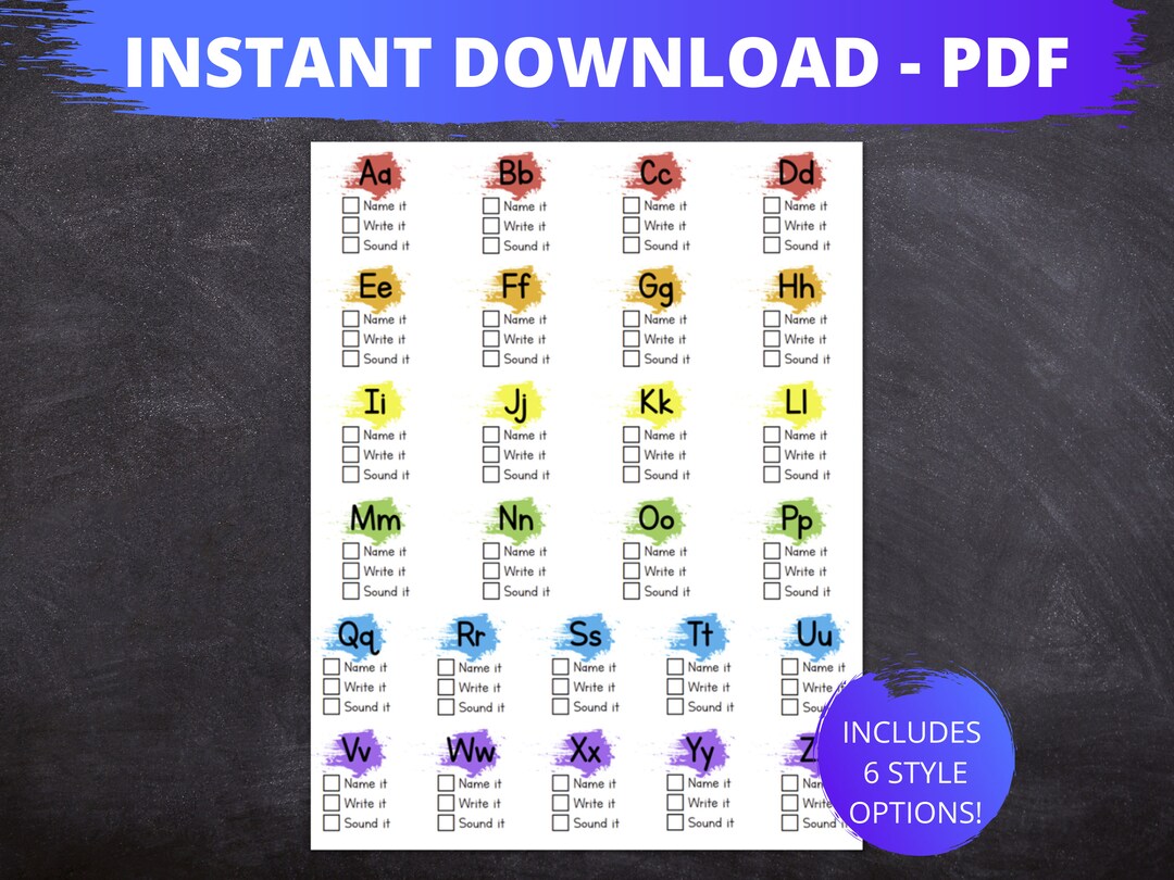Alphabet Chart | Alphabet Progress Chart - Etsy