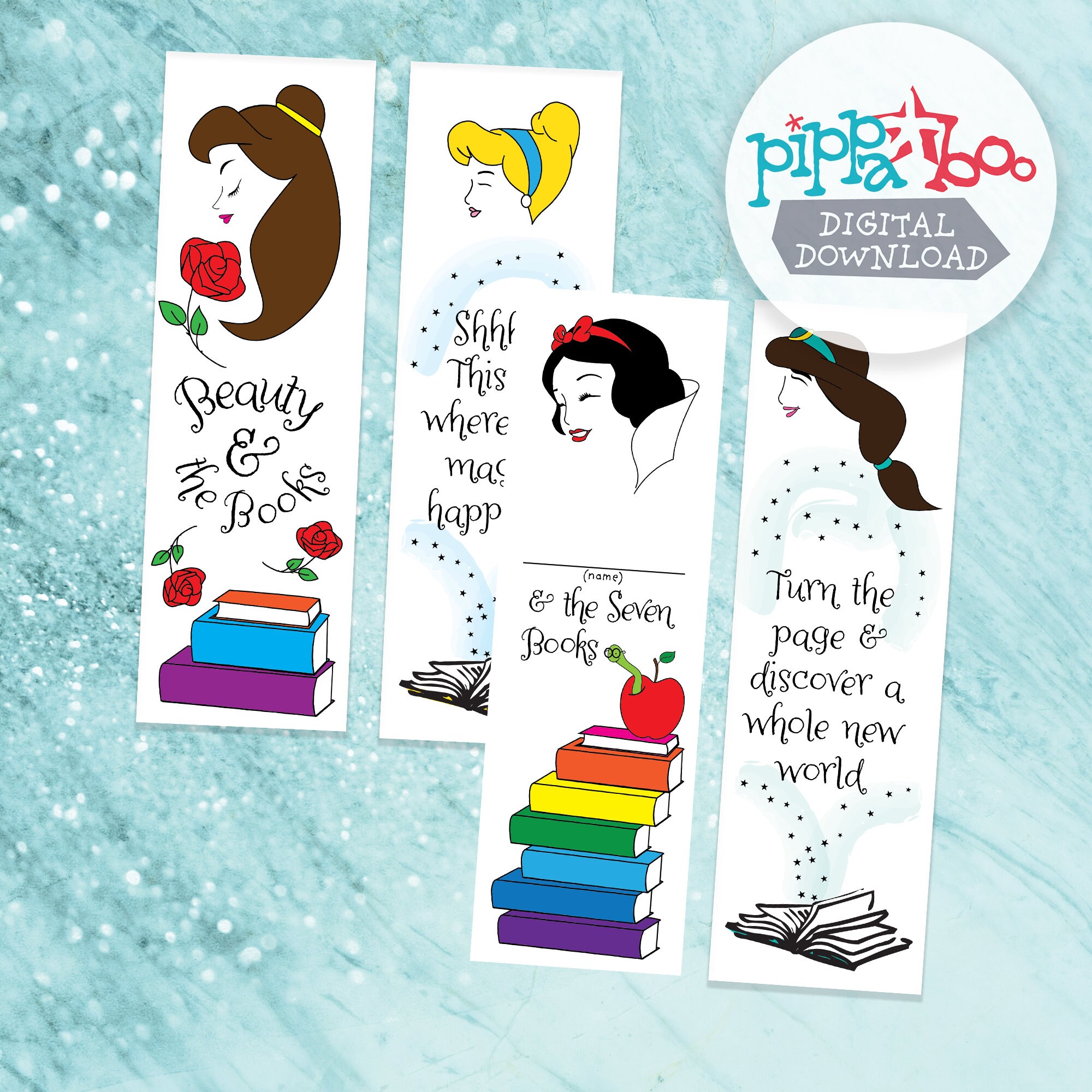 4 Printable Princess Bookmarks for Kids DIGITAL DOWNLOAD Instant ...